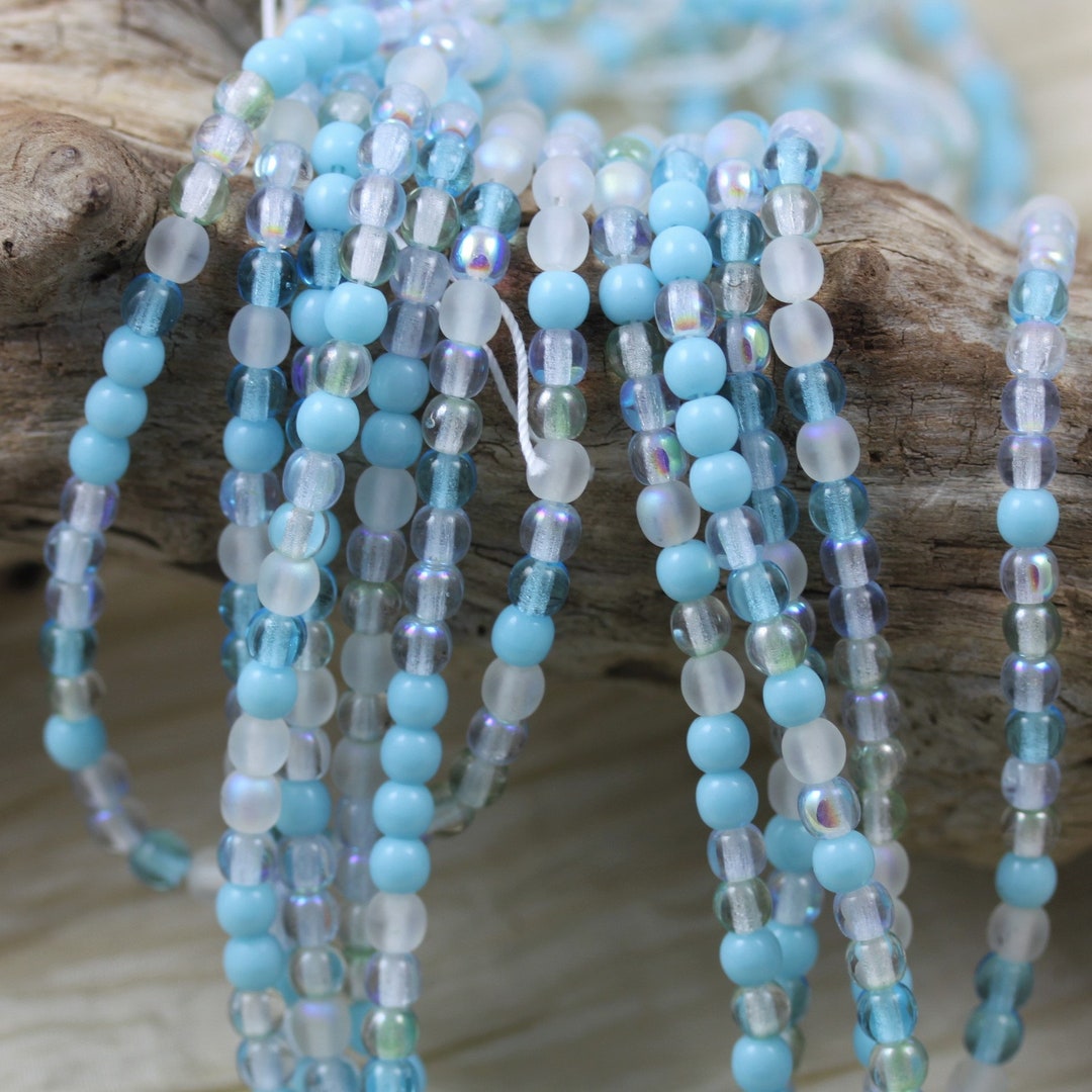 98-100pcs 4mm Ocean Blue Mega Mix Smooth Round Czech Glass Beads - Etsy