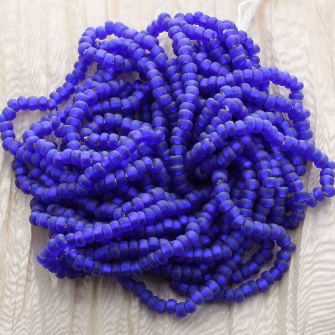 RARE! 70g 6/0 Matte Cobalt Blue / Silver Lined Czech Seed Beads ...