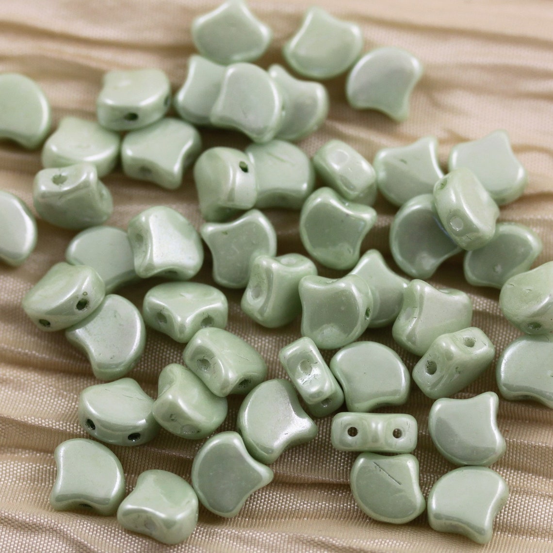 NEW 10gm 7.5x7.5mm Mint Luster 2-hole Ginkgo Leaf Czech Glass - Etsy