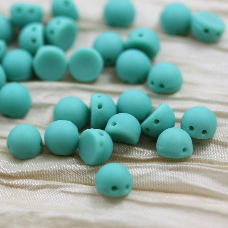 25pcs 7mm Matte Turquoise 2-hole Cabochon Czechmates Glass - Etsy UK