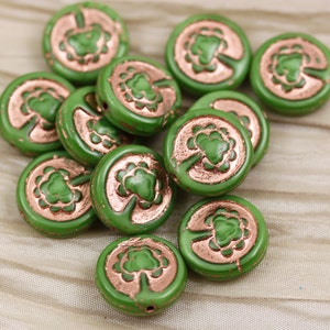 12pcs 14mm Green / Copper Tree of Life Coins Czech Glass Beads - Etsy