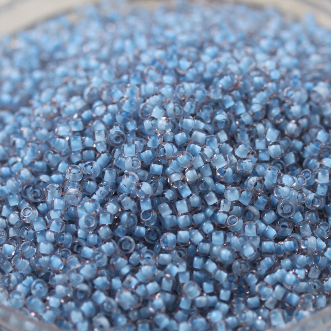 HOT! 20g 11/0 Light Rosaline / Light Blue Lined Matsuno Seed Beads ...