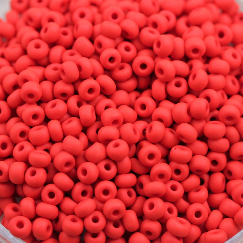 70g 6/0 Matte Chinese Red Czech Seed Beads, 70grams ~ 6/20" , Frosted ...