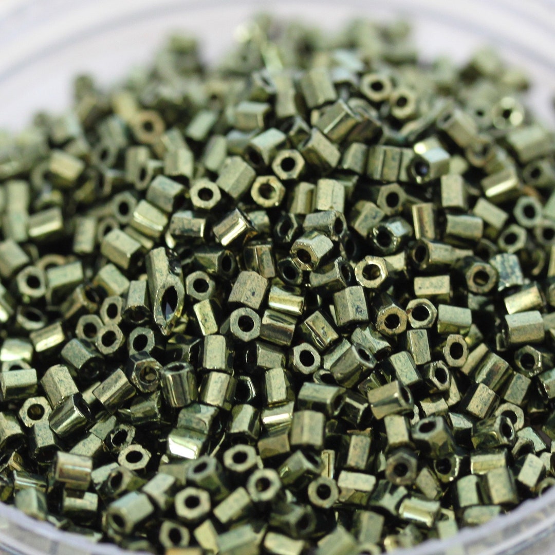 Discontinued! 25g 8/0 Hex Cut / 2cut Metallic Olive Bronze Matsuno Seed ...