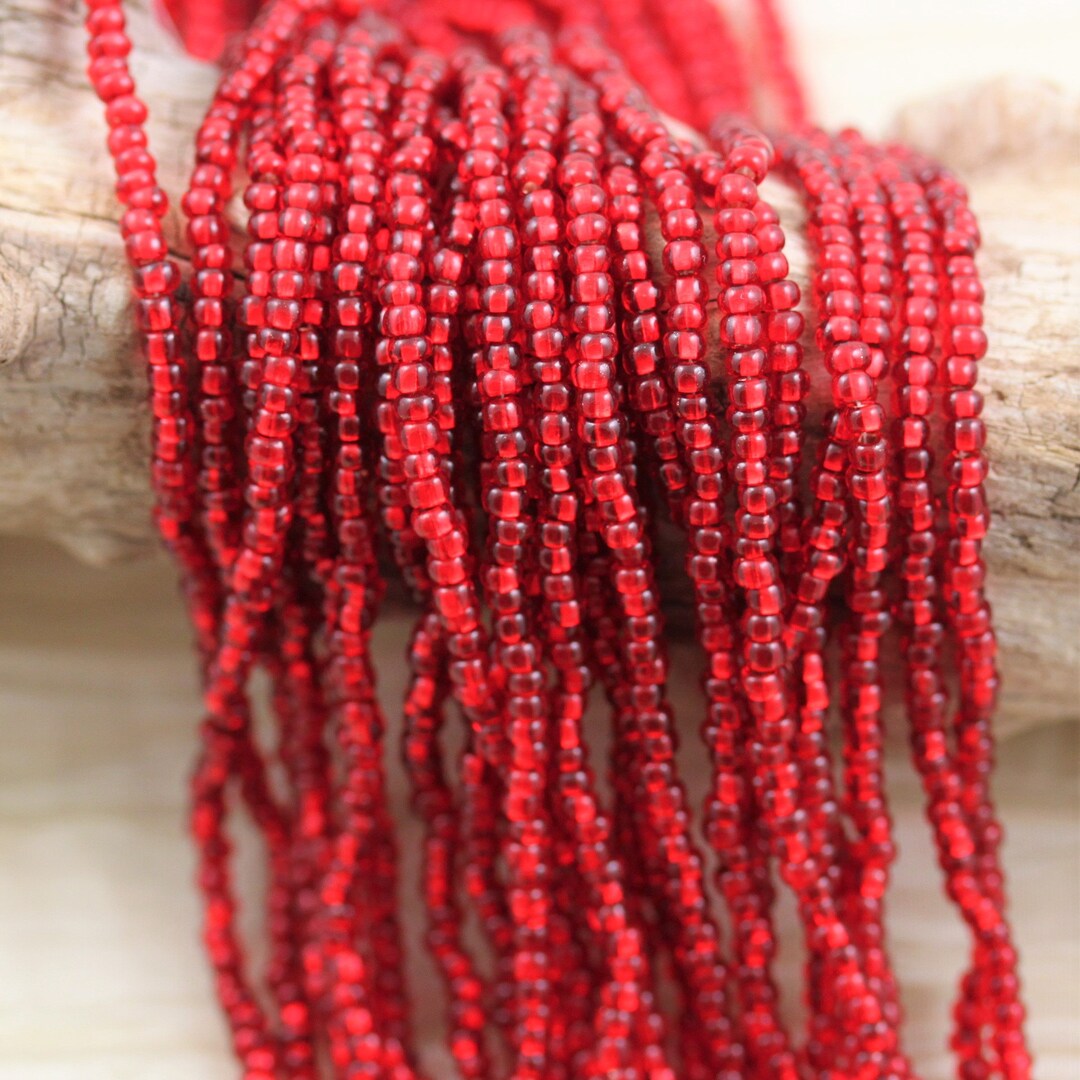8/0 Light Ruby / Copper Lined Czech Seed Beads - 6/20", Classy Beads ...
