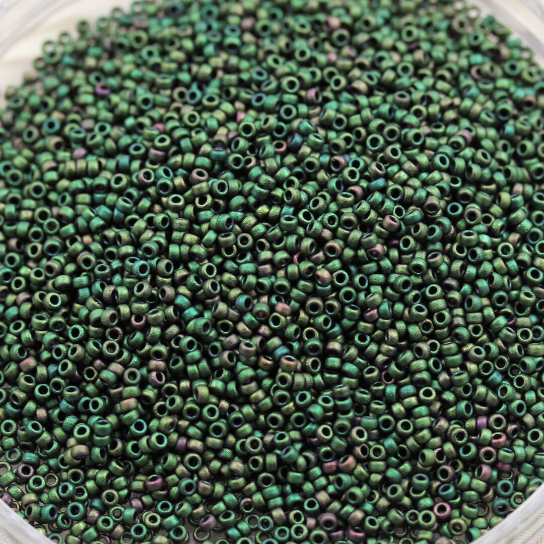 20 Grams 15/0 Matte Metallic Forest Green Iris Miyuki Seed Beads ...