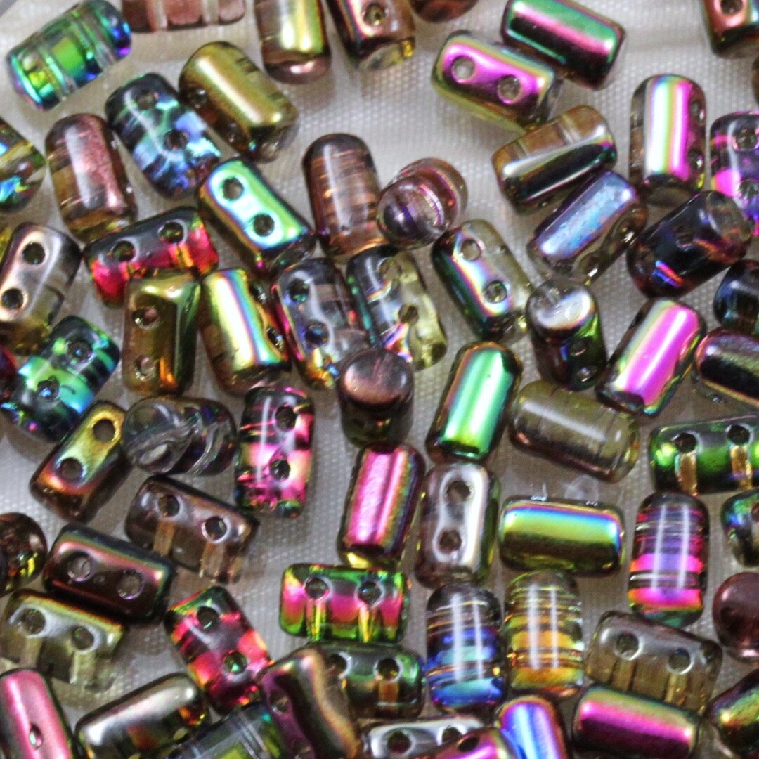 20g 5x3mm Rulla 2-hole Czech Glass Beads, Picasso Beads, Metallic ...