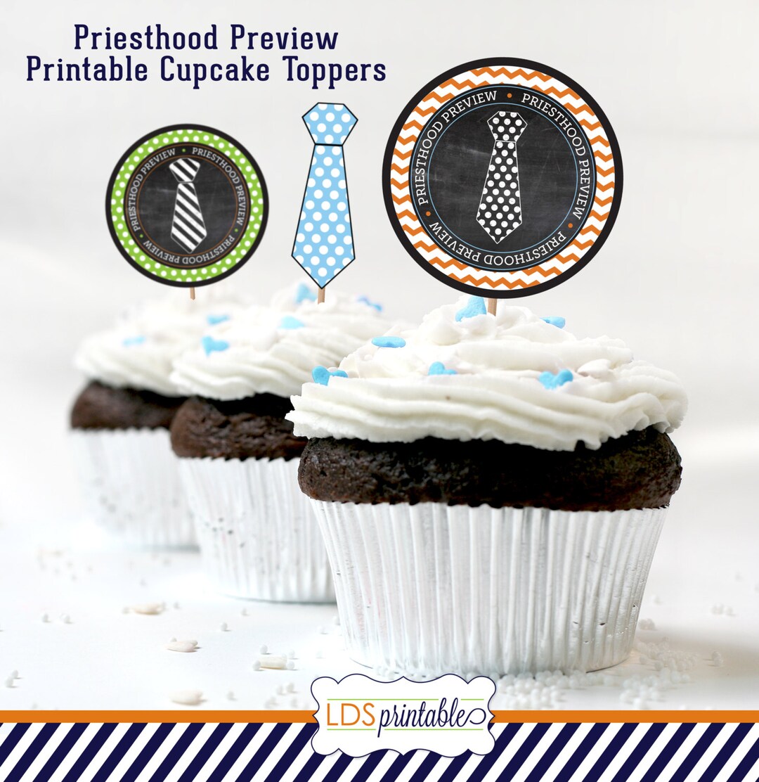 LDS Priesthood Preview Cupcake Toppers and Necktie Cupcake Toppers LDS ...