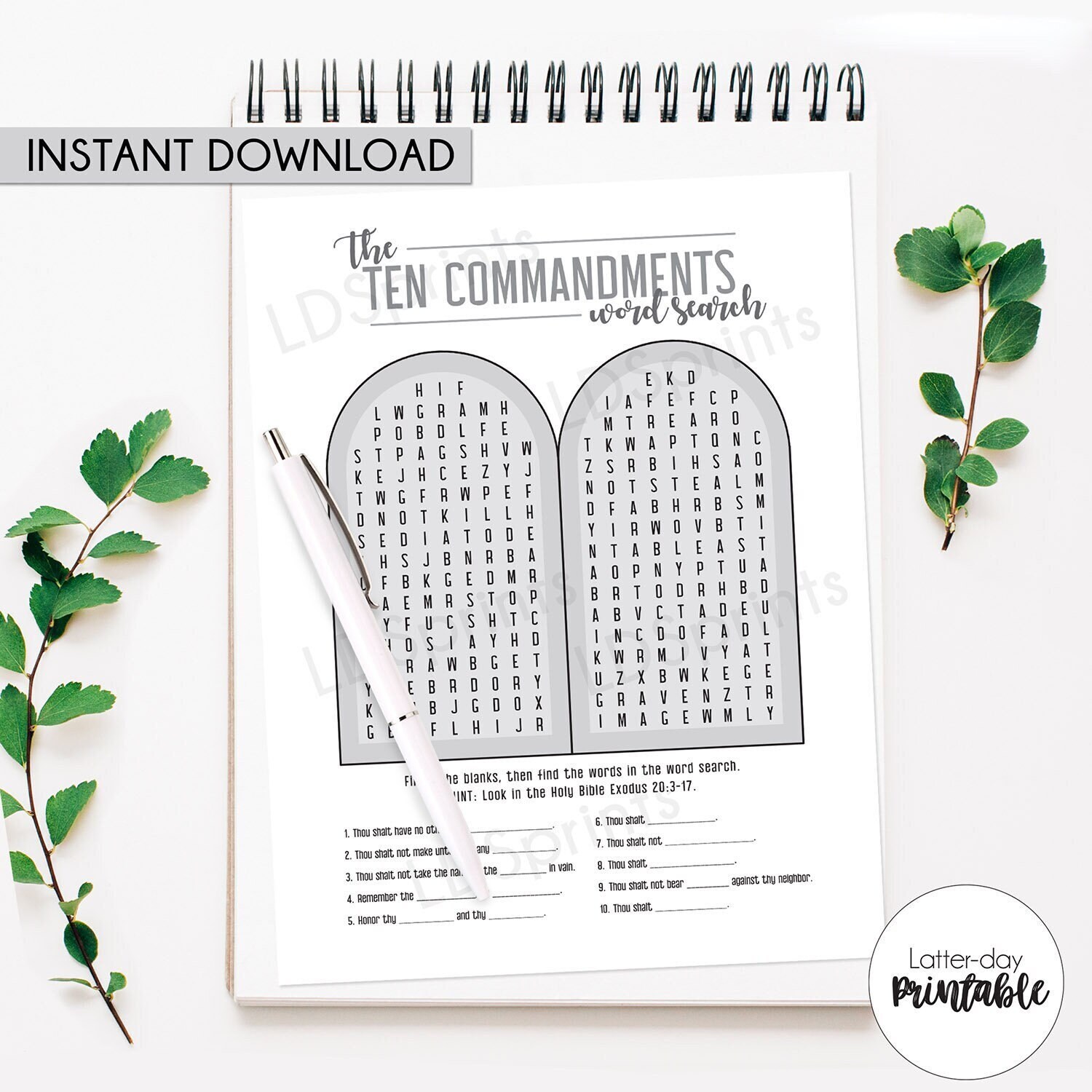 Ten Commandments Word Search For Kids