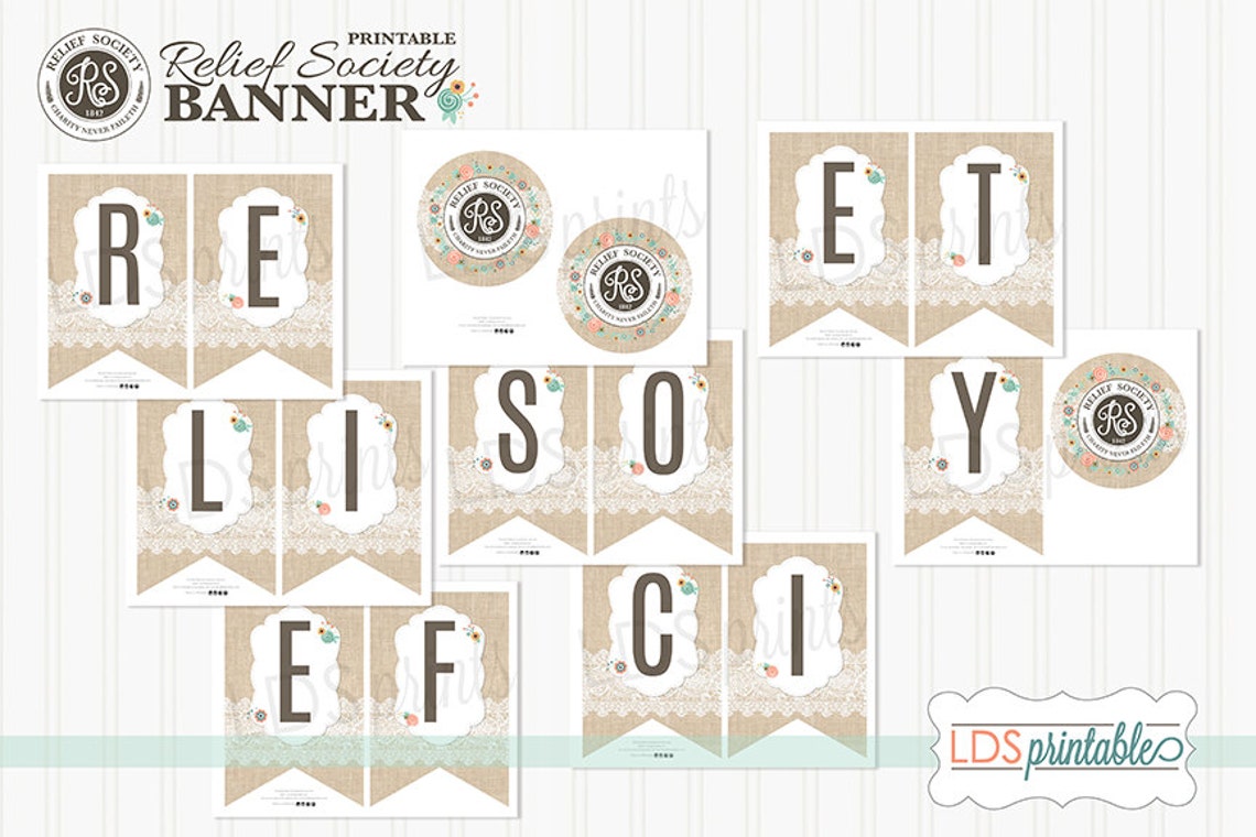 LDS Relief Society Banner Faith Hope Charity Bunting Banner | Etsy