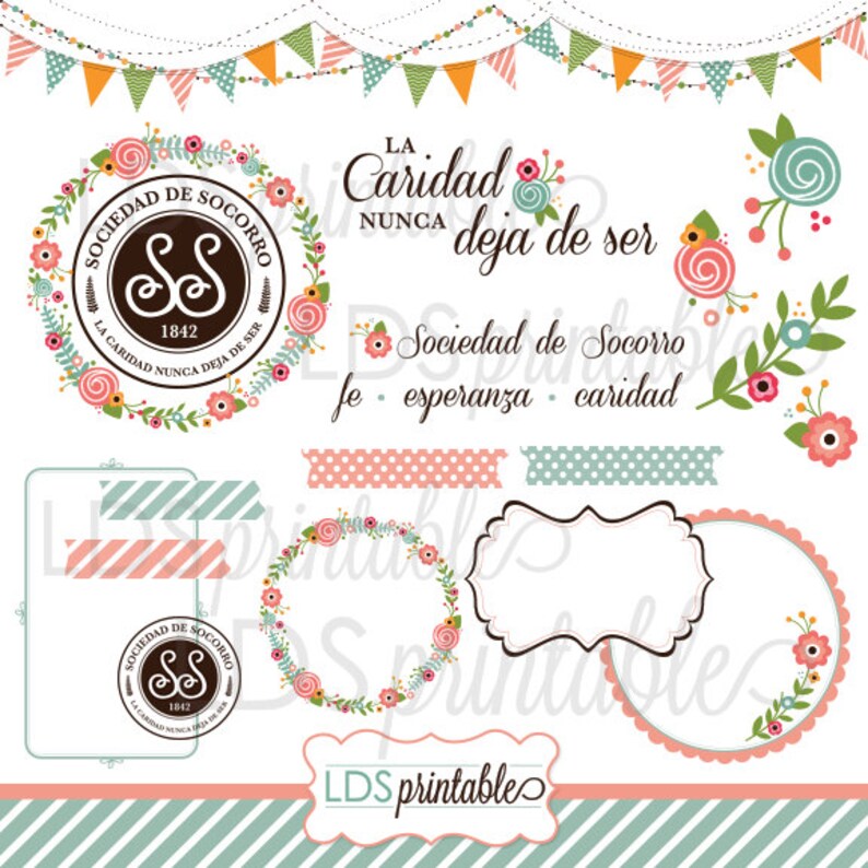LDS SPANISH Relief Society Clip Art Set LDS Sociedad De - Etsy Canada