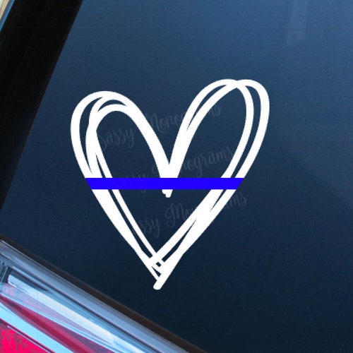 Reflective blue Line Heart Decal - Etsy