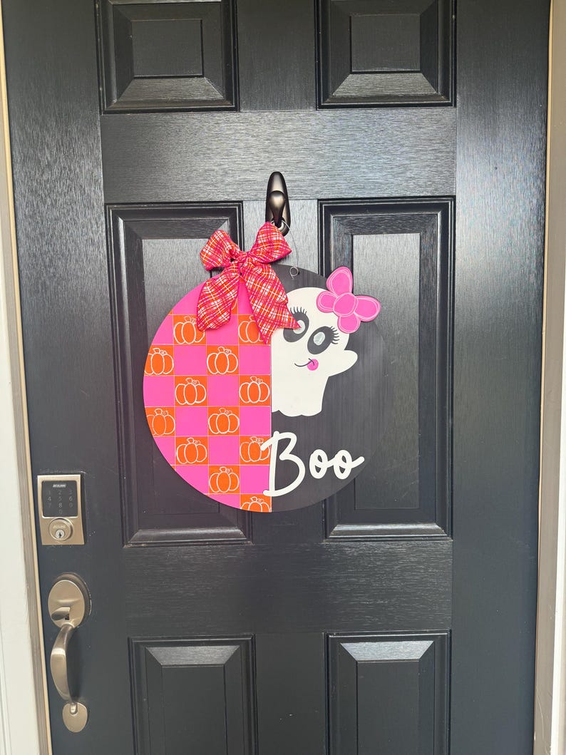 Hand-painted 3D "boo" Halloween Door Hanger: Ghost & Pumpkins - Etsy
