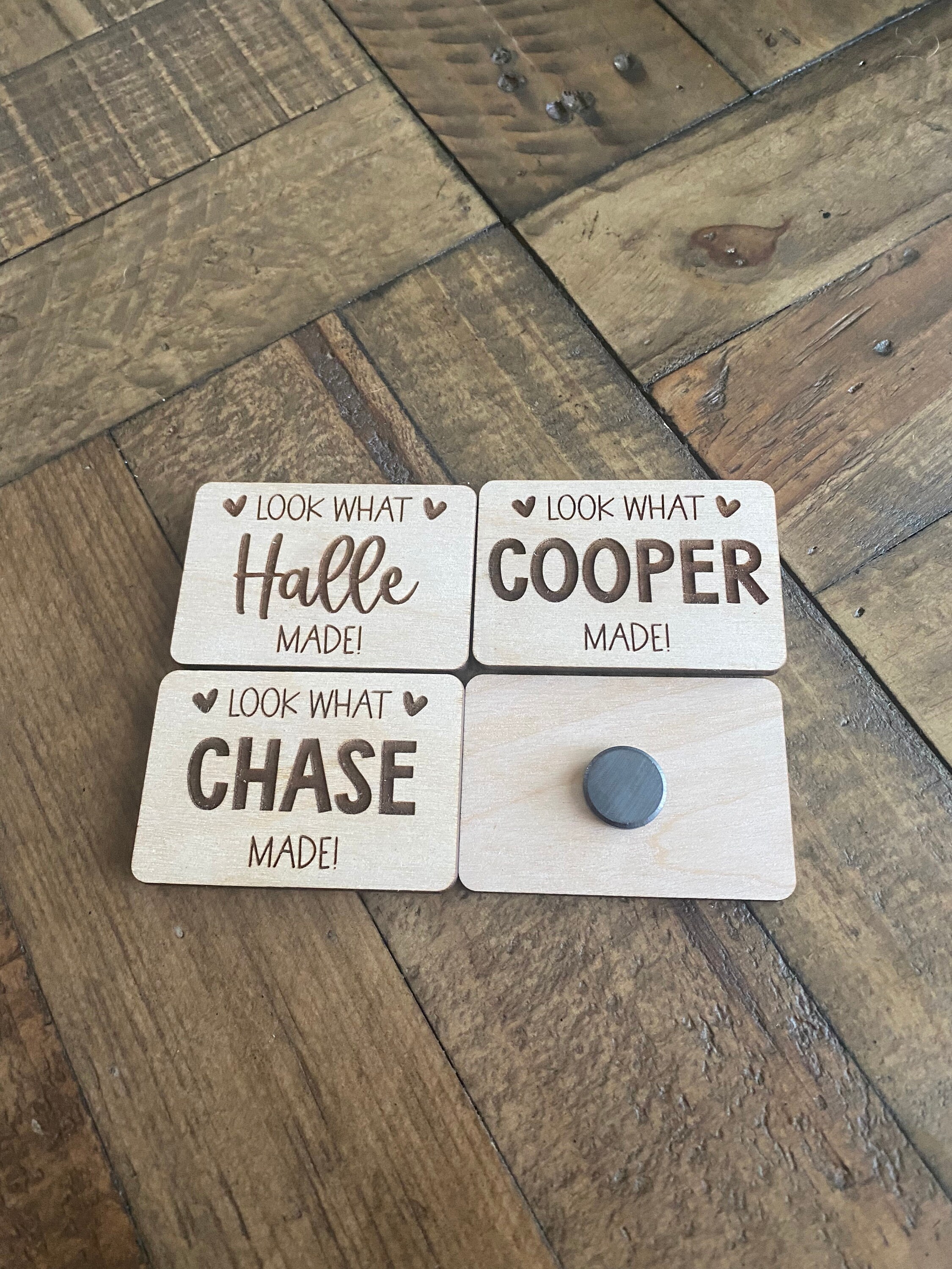 Personalized Kids Artwork Magnet: Engraved Walnut Wood Fridge Decor - Etsy