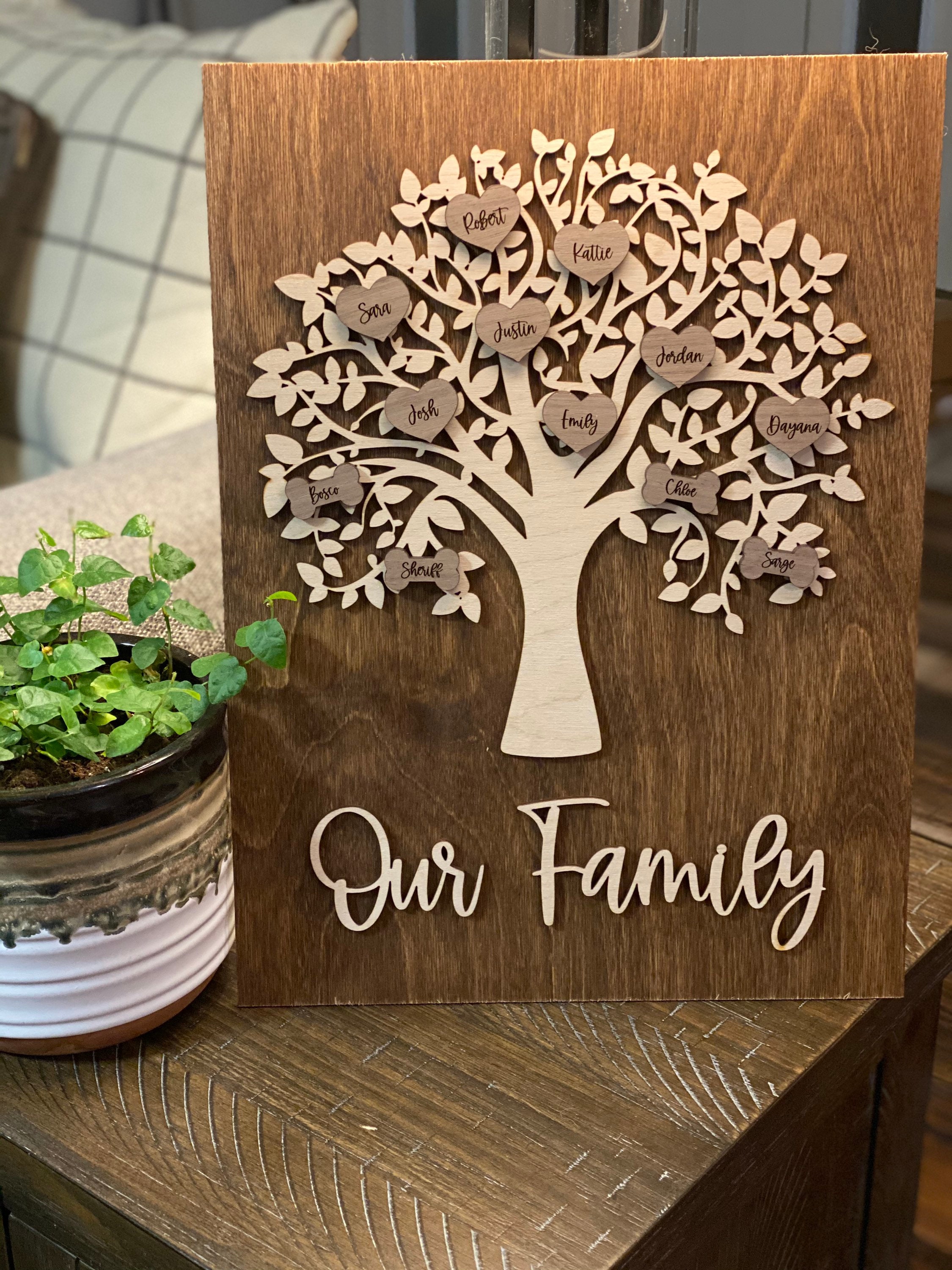 Personalized Family Tree Wooden Sign Our Family Family | Etsy