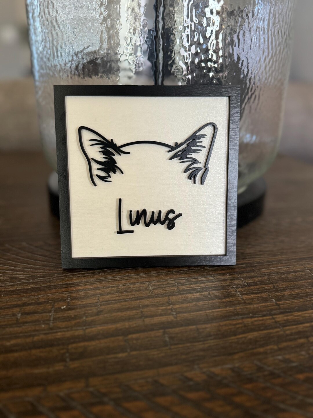 Cat Ears Framed Art | Personalized Cat Ears Line Drawing | Cat Memorial ...