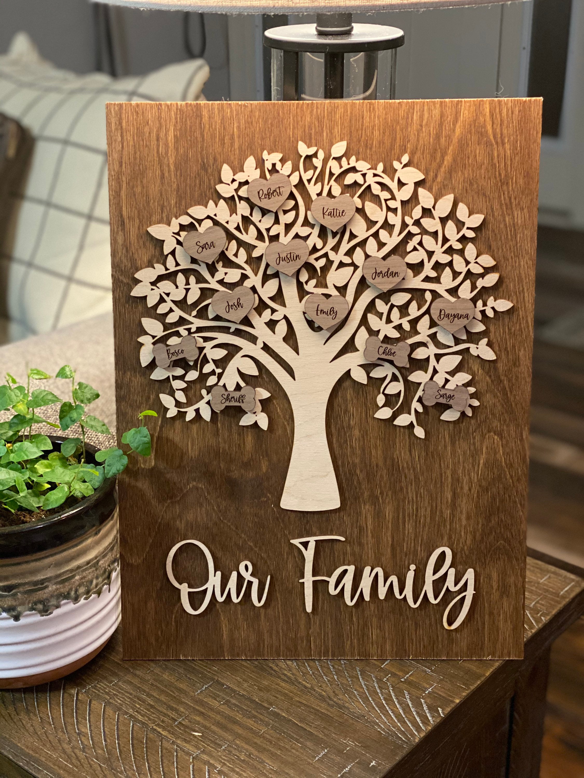 Personalized Family Tree Wooden Sign Our Family Family | Etsy