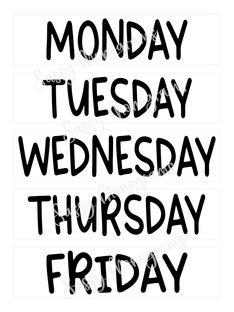 Days of the Week Decal Set: Clothes Organization Stickers - Etsy