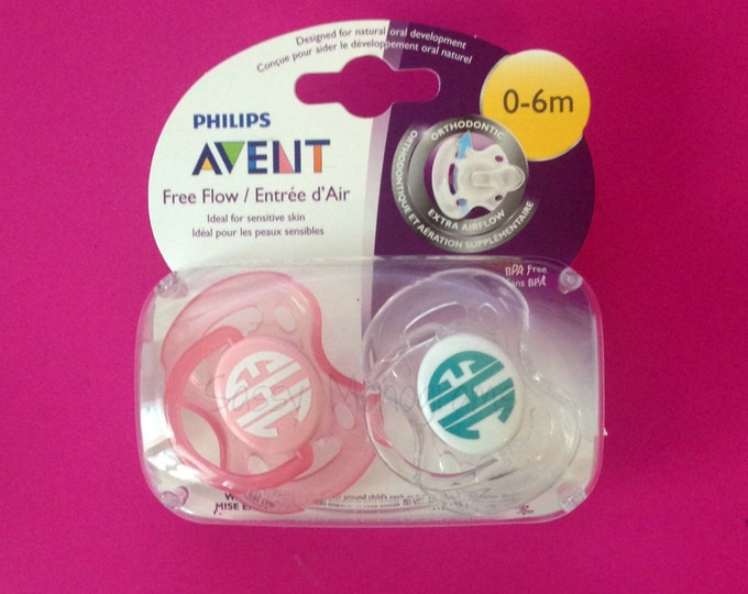 Two Monogrammed Personalized Baby Toddler Pacifier Binky Set - Etsy