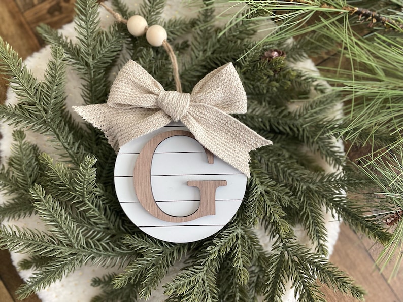 Initial Christmas Ornament Monogram Single Letter - Etsy
