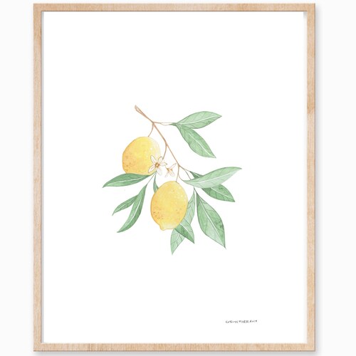 Lemon Print Botanical Print Farmhouse Art Minimal Plant - Etsy