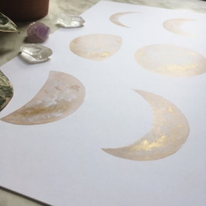 Neutral Moon Phase Art, Moon Phase Print, Moon Phase Decor, Crescent ...