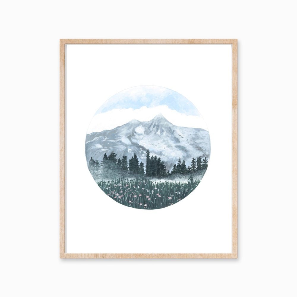 Mountain Print Mountain Art Mountain Painting Landscape | Etsy