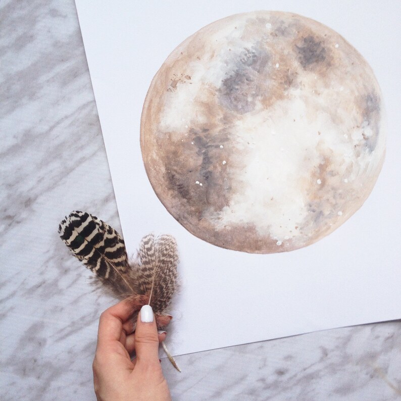 Neutral Moon Print Beige Moon Art Full Moon Art Print - Etsy