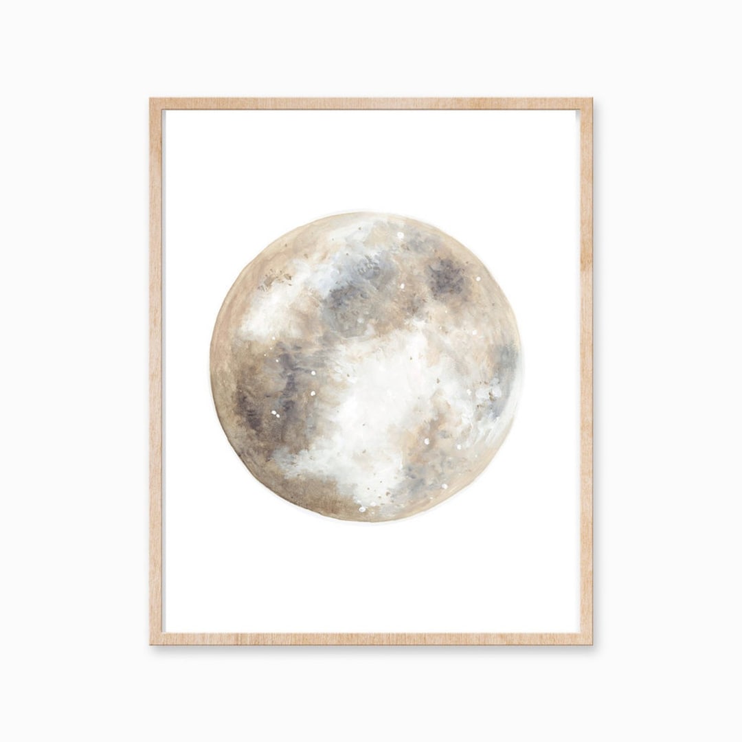 Neutral Moon Print Beige Moon Art Full Moon Art Print - Etsy