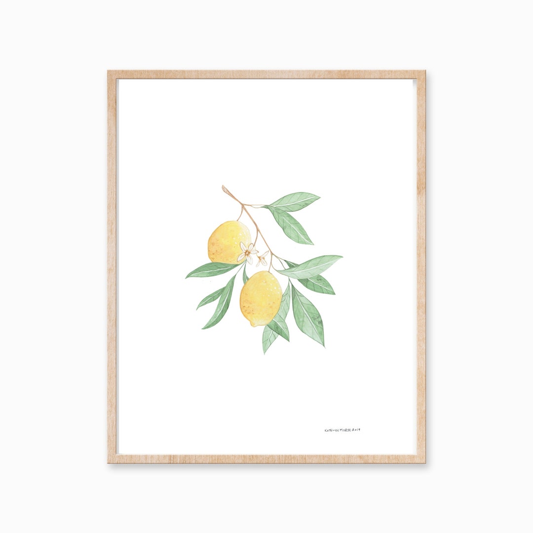 Lemon Print, Botanical Print, Farmhouse Art, Minimal Plant Art, Fruit ...