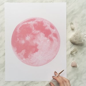 Pink Moon Print, Dreamy Moon Print, Moon Wall Art, Moon Decor, Boho Art ...