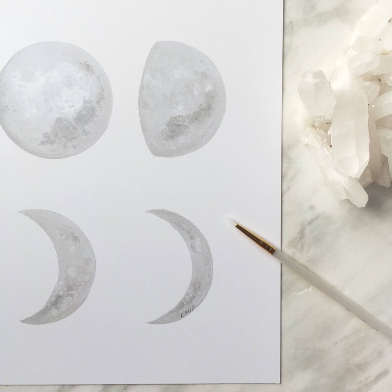 Grey Moon Phase Art Silver Moon Phase Print Moon Phase | Etsy
