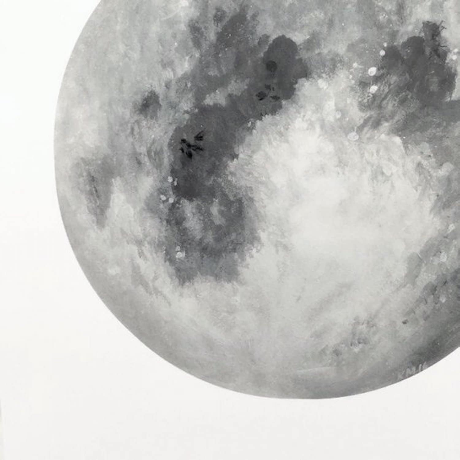 Grey Full Moon Print Celestial Art Grey Lunar Print Dreamy | Etsy