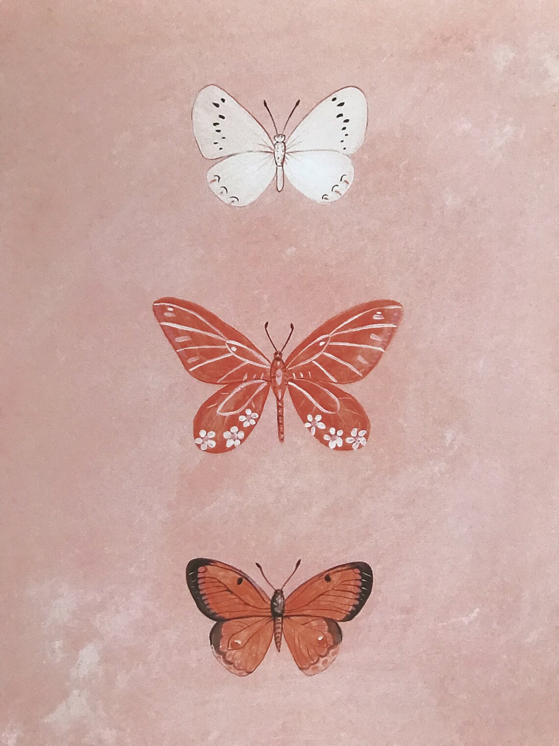 Pink Butterfly Print Blush Pink Wall Art Butterfly Art | Etsy