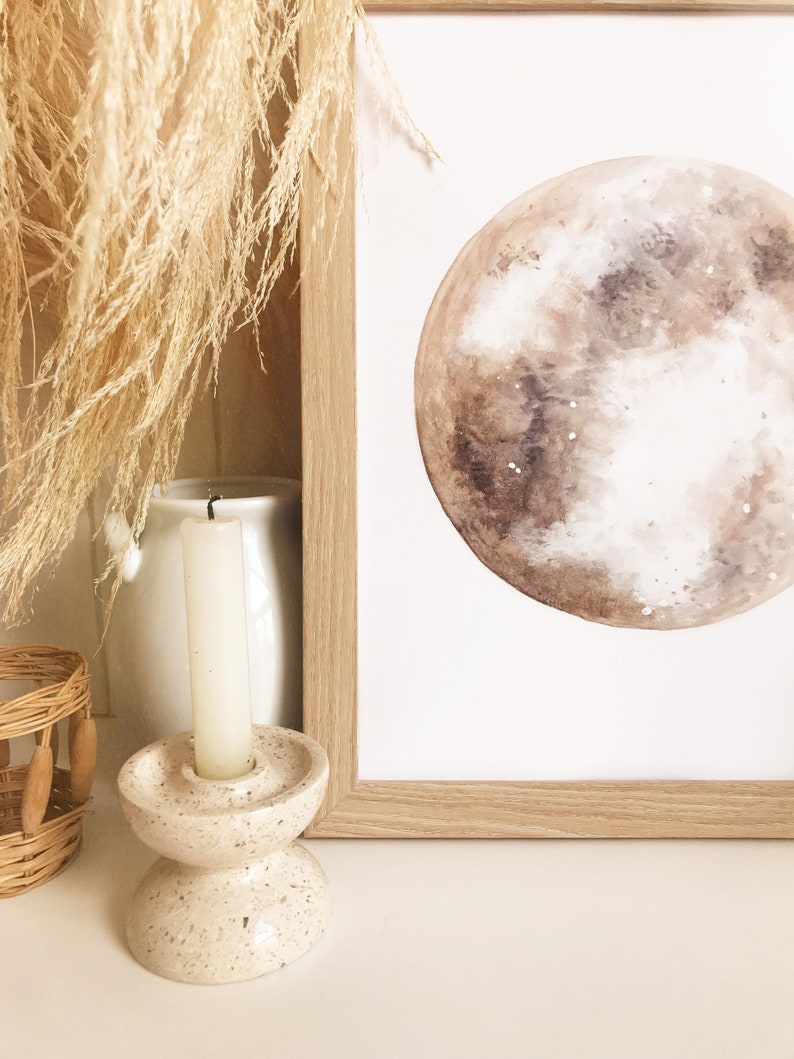 Neutral Moon DIGITAL DOWNLOAD Beige Moon Art Full Moon | Etsy