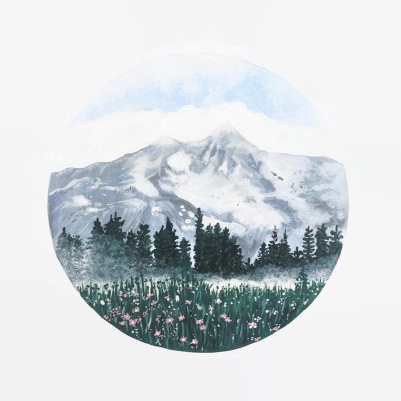 Mountain Print Mountain Art Mountain Painting Landscape - Etsy