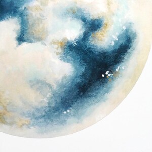Blue Moon Print, Moon Painting, Moon Art, Lunar Artwork, Boho Decor ...