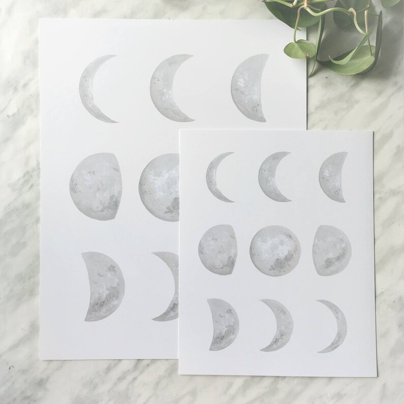 Grey Moon Phase Art Silver Moon Phase Print Moon Phase | Etsy