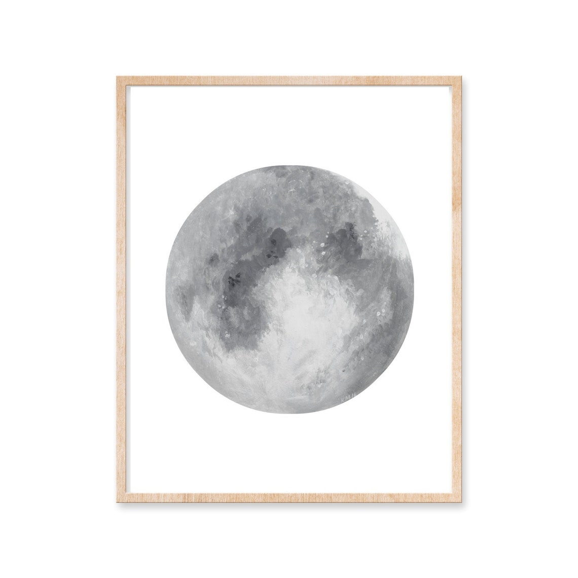 Grey Full Moon Print Celestial Art Grey Lunar Print Dreamy | Etsy