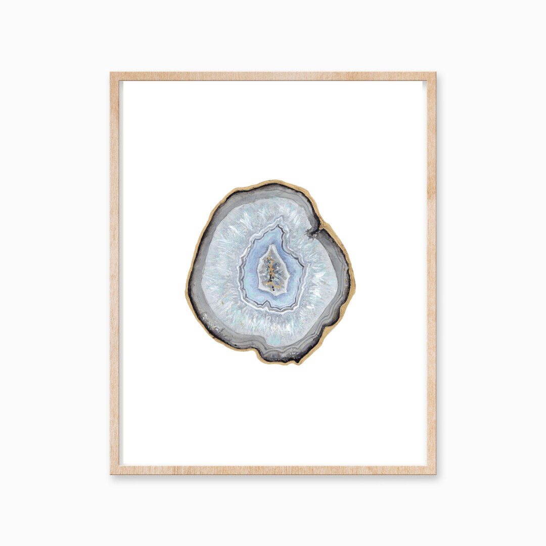 Blue Lace Agate Slice Print, Agate Art, Crystal Print, Gemstone Print ...