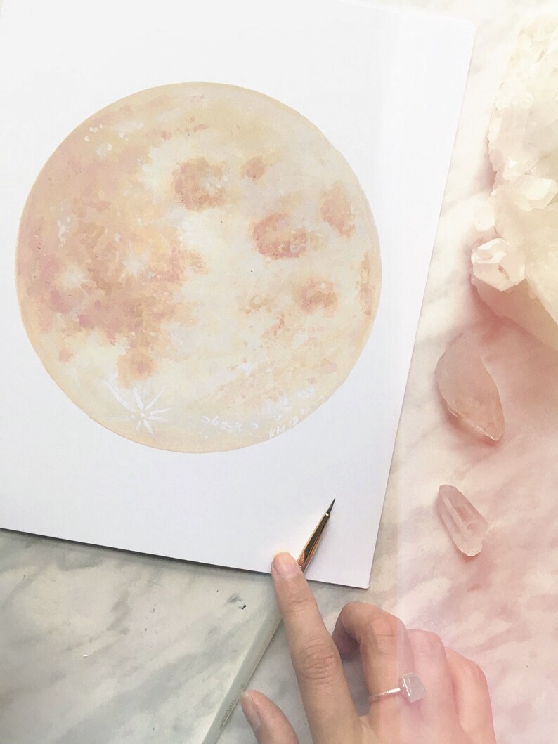 Beige Moon Print Pink Moon Print Dreamy Moon Print Neutral - Etsy