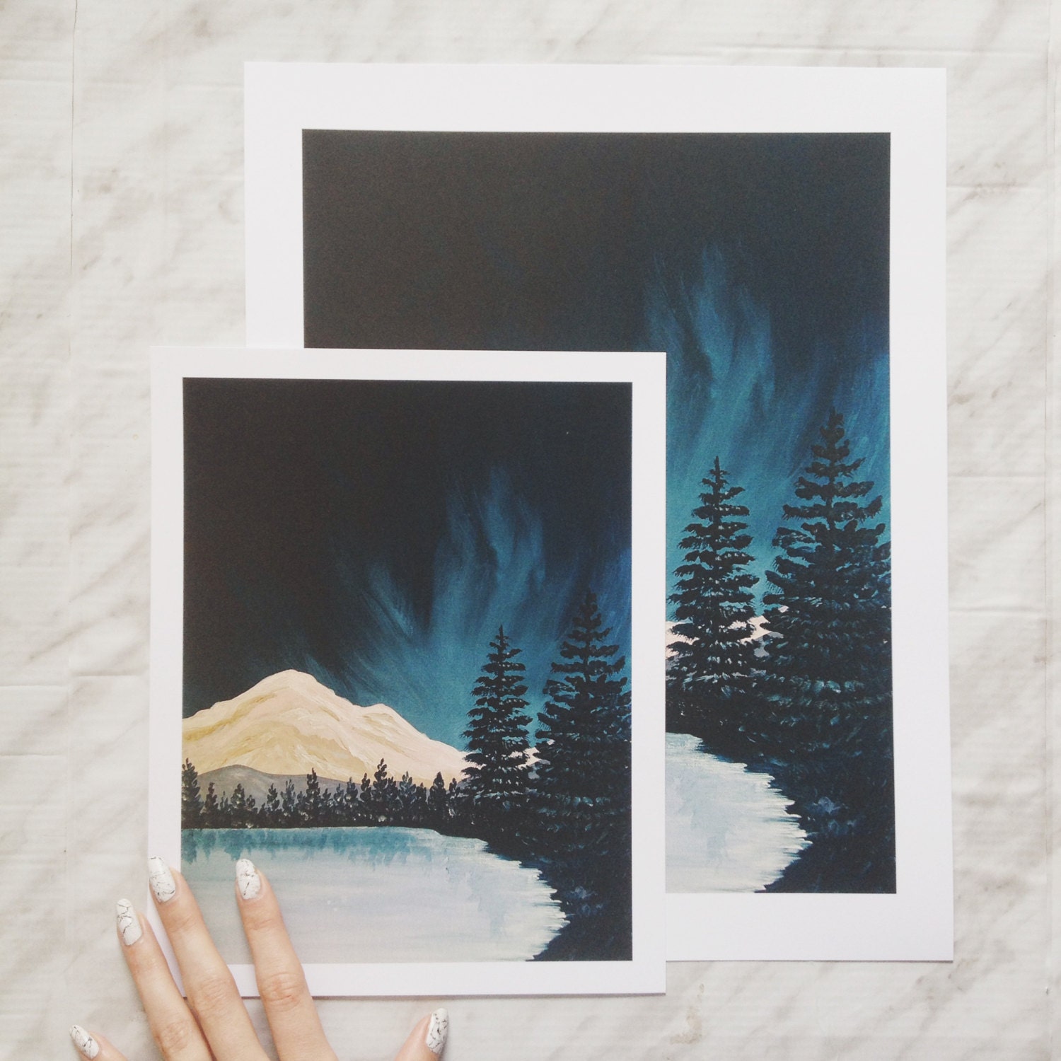 Night Sky Print Mountain Print Evergreen Print Northern - Etsy