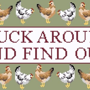 Custom Chickens Cluck Around and Find Out Pillow Needlepoint Cross ...