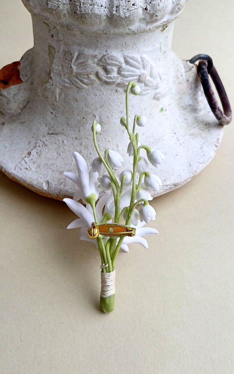 Lily of the Valley Brooch, Hyacinth Brooch, Spring White Flowers ...