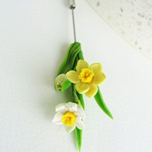 Daffodil Brooch, Daffodils Pin, Yellow Flowers Brooch, Easter Gift Idea ...
