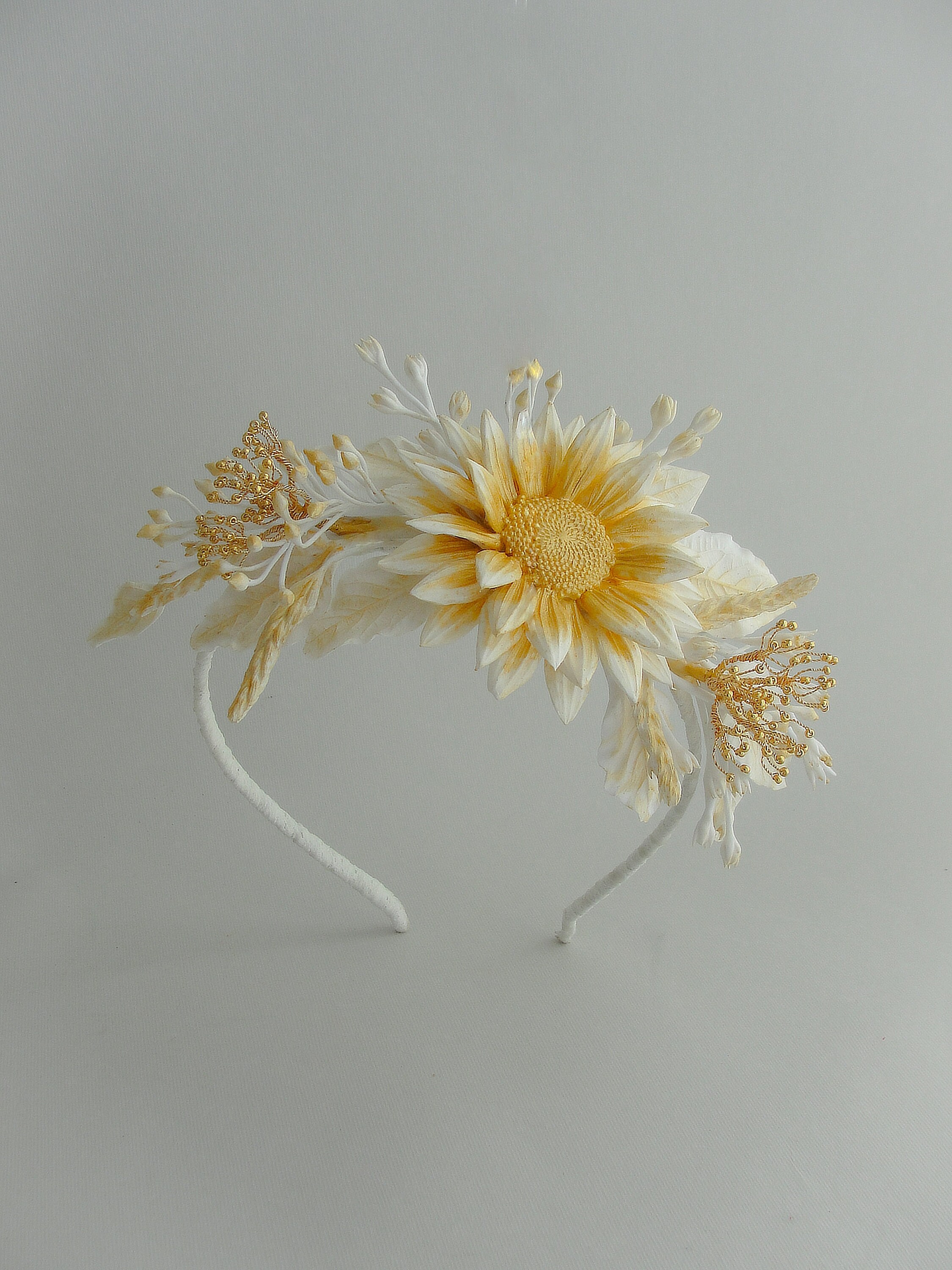 Ivory Gold Garden Flower Vine, Gold Bohemian Bride, Ivory Gold Woodland ...