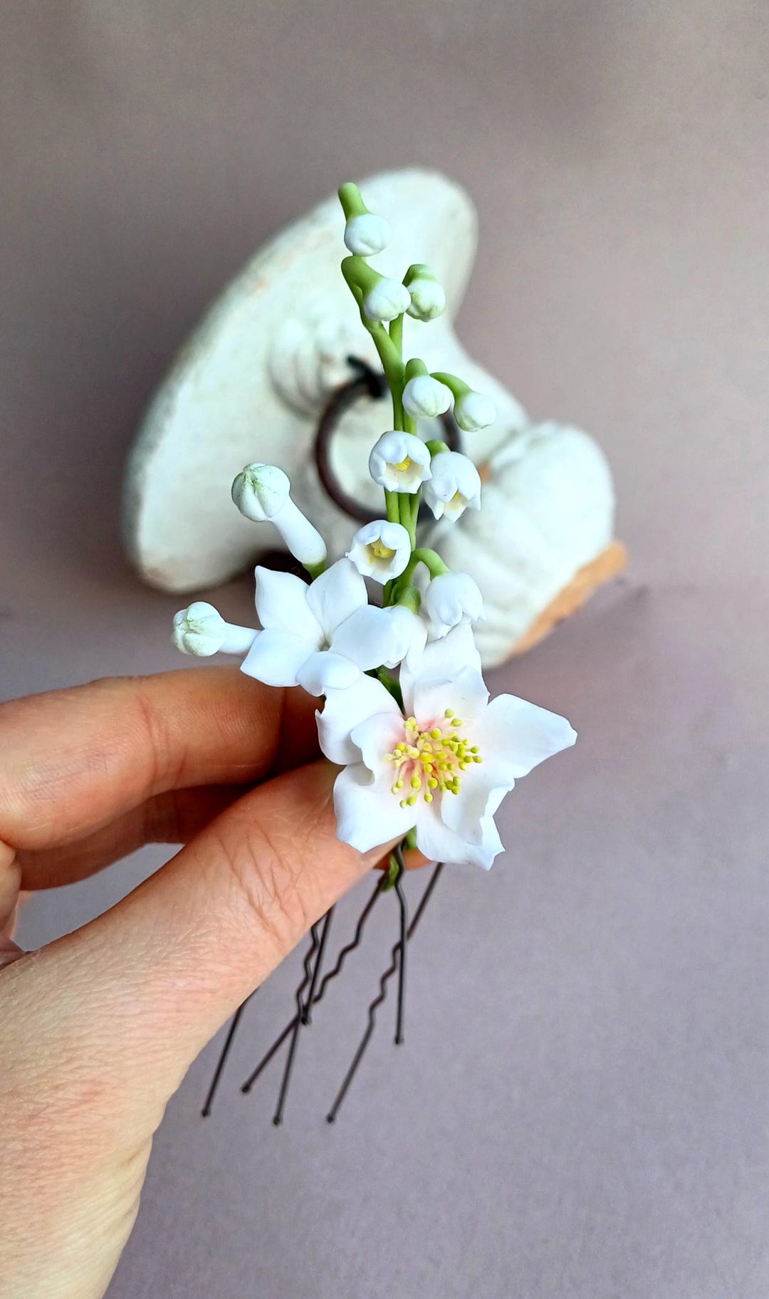 Cherry Sakura Blossom Lily of the Valley Stephanotis Hair Pin, Spring ...