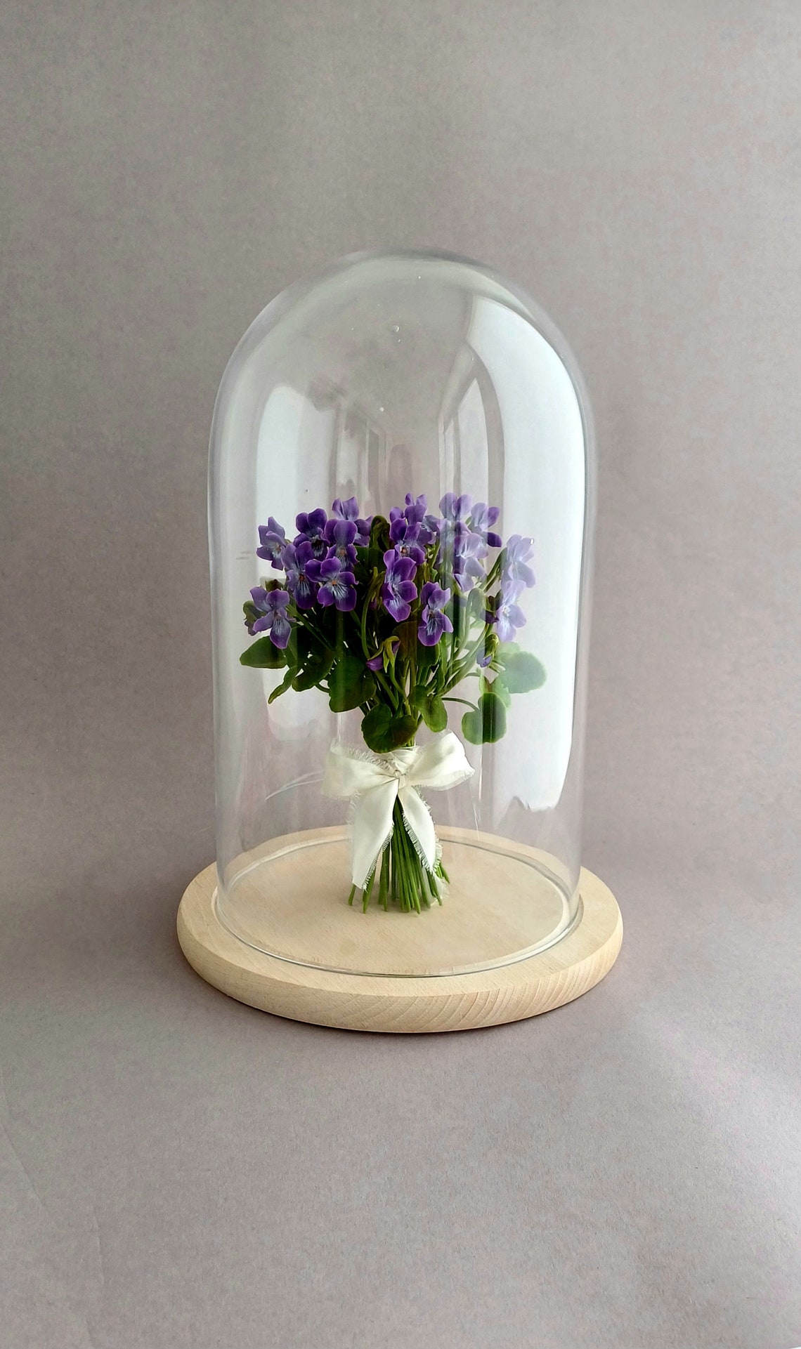 Wild Violets Bouquet in Glass Dome, Violets Flowers Bouquet, Artifical ...