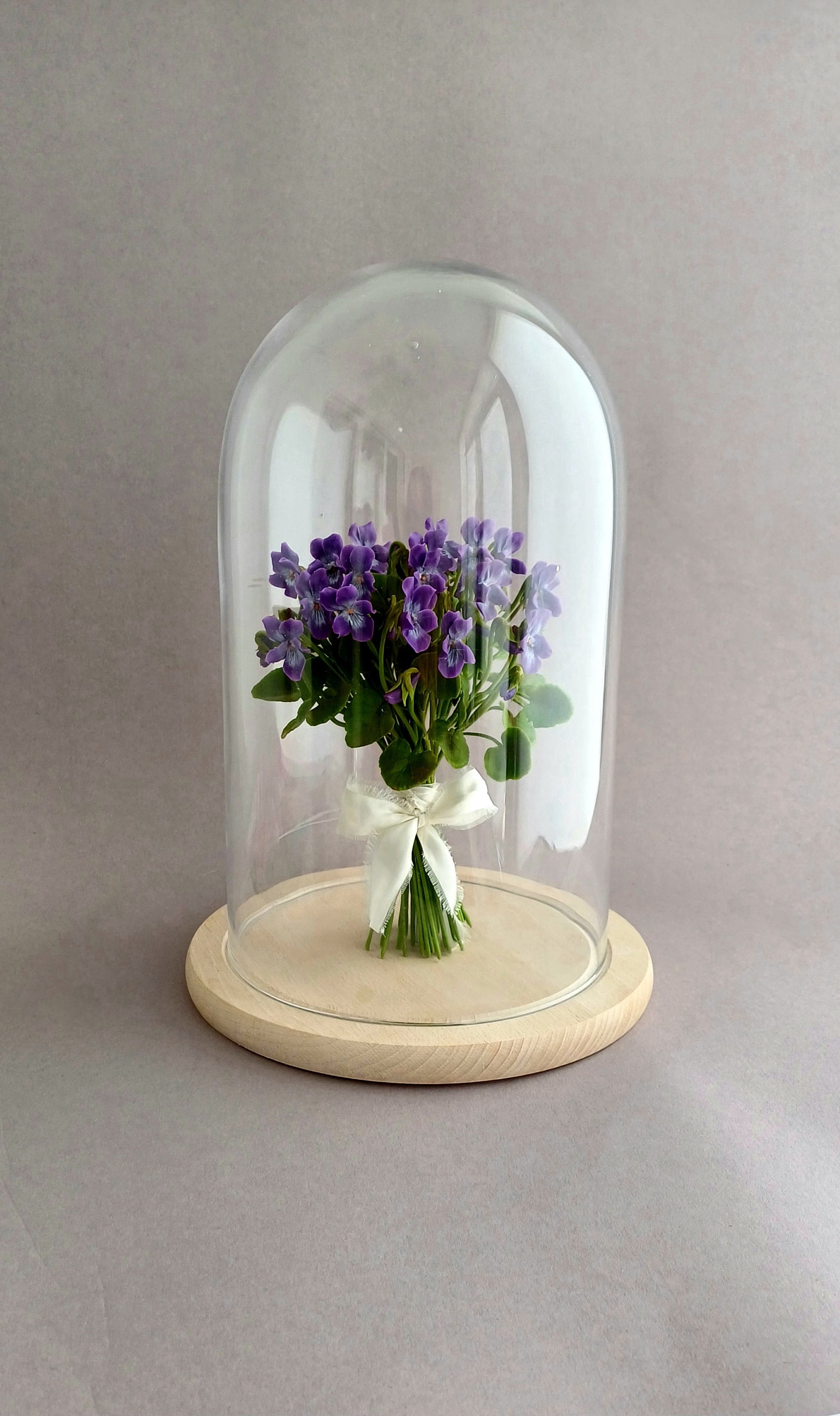 Wild Violets Bouquet in Glass Dome, Violets Flowers Bouquet, Artifical ...