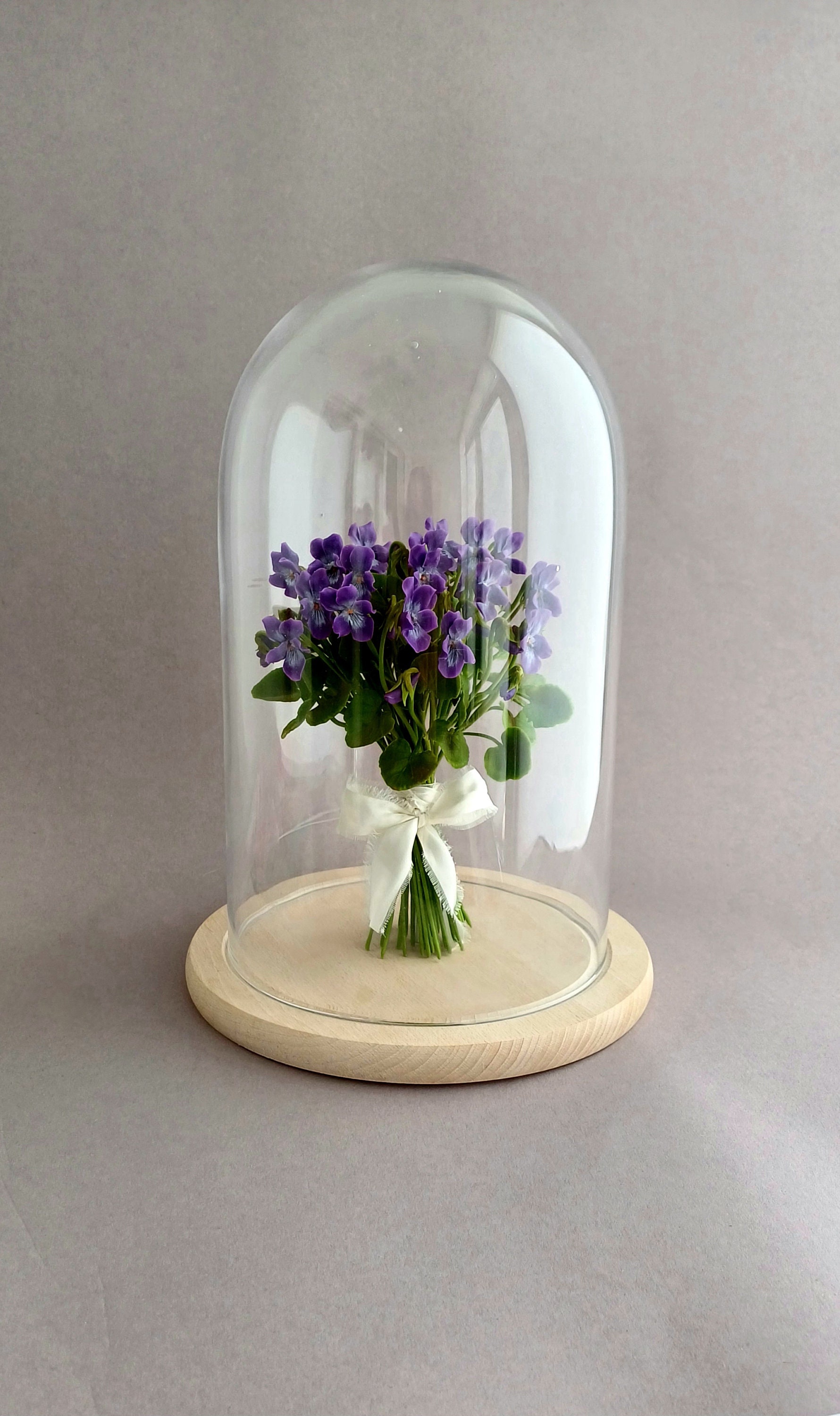 Wild Violets Bouquet in Glass Dome, Violets Flowers Bouquet, Artifical ...
